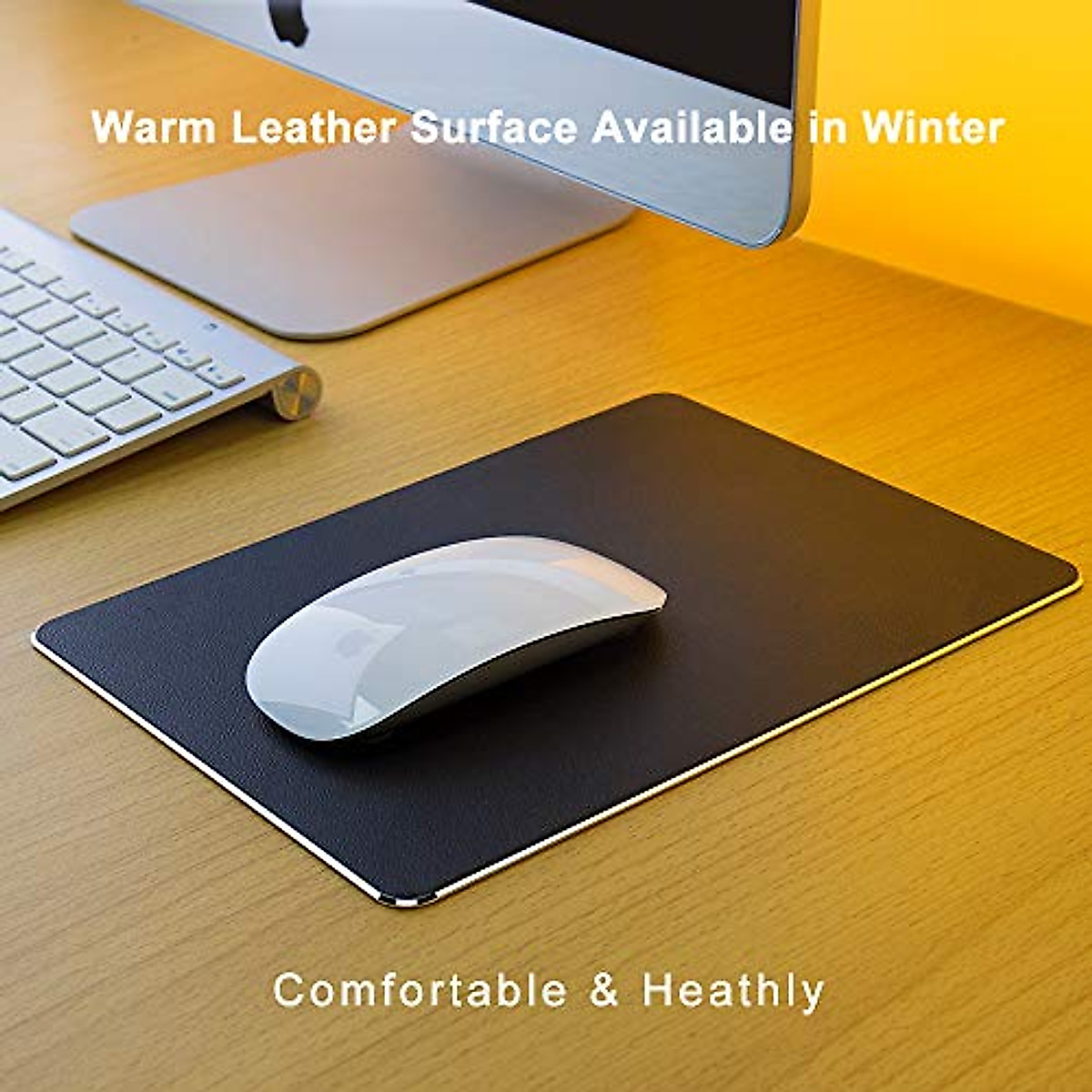 Hard Silver Metal Aluminum Mouse Pad Mat Smooth Magic Ultra Thin Double Side Mouse Mat Waterproof Fast and Accurate Control for Gaming and Office(Small 9.05X7.08 Inch)