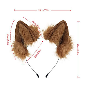 Adolala Furry Cat Wolf Fox Ears Headband Halloween Headwear Cosplay Costume Party for Women Girls