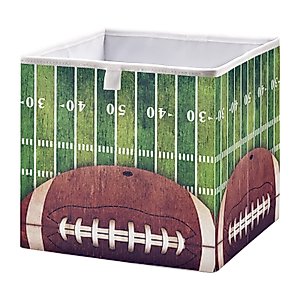 American Football Field Cube Storage Bin Foldable Storage Cubes Waterproof Toy Basket for Cube Organizer Bins for Toys Closet Kids Nursery Boys Girls Clothes Book - 15.75x10.63x6.96 IN