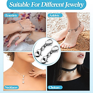 Double Lobster Clasp Extender Double Claw Connector Bracelet Extension Clasp Small Bracelet Extender Necklace Shortener Clasp for DIY Jewelry Making 0.98 Inch(Silver,0.98 Inch)