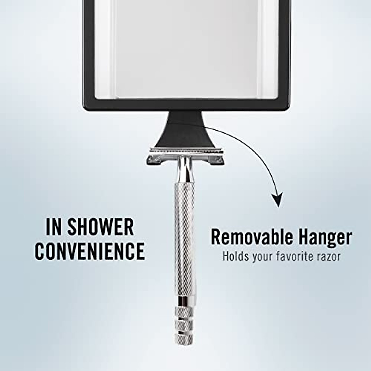 ConairMan Lighted Mirror, Fogless Mirror for Shower with 2X Magnification, Shower Mirror Fogless for Shaving, Battery Operated in Glossy Black