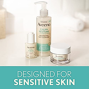 Aveeno Calm + Restore Oat Gel Facial Moisturizer for Sensitive Skin, Fast-Absorbing, Soothing Lightweight Gel Cream Face Moisturizer with Prebiotic Oat & Feverfew, Fragrance-Free, 0.5 oz