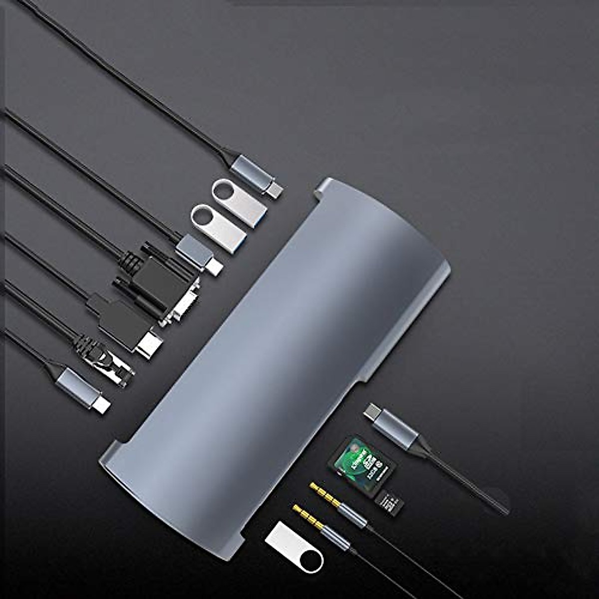 XUNMAIFHB Portable Docking Station, Typec Docking Station hdmi line Expansion USB Adapter USB3.0, HDMI, USB3.0 Type-C, TF&SD, VGA, DP, RJ45, 3.5mm Audio Microphone Fast Transmission