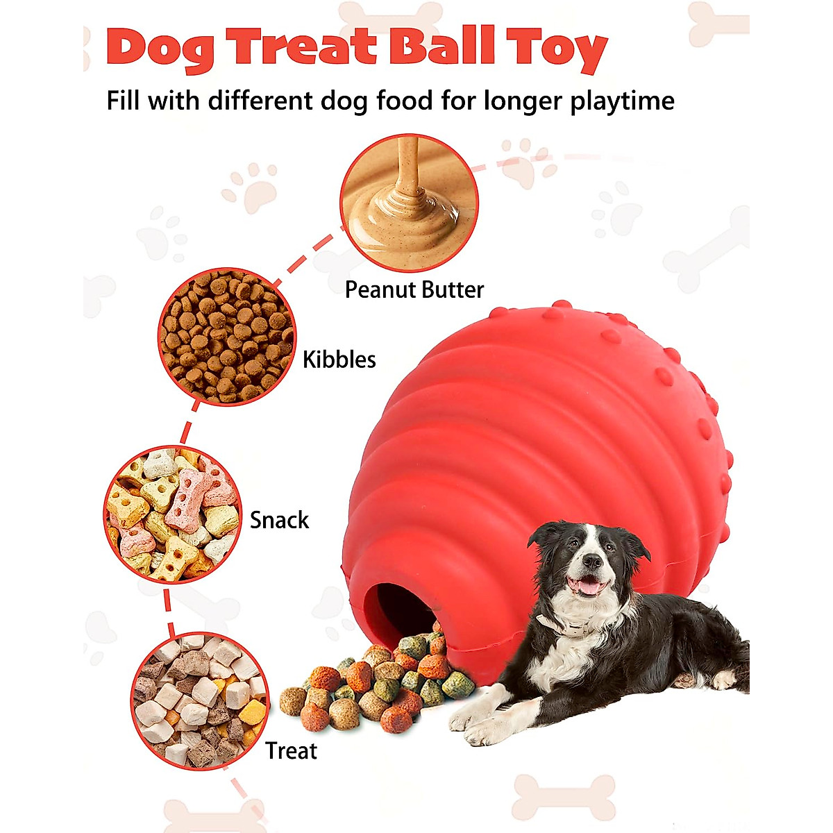 SCHITEC Treat Dispensing Dog Toy, [2 Pack] Interactive Puzzle Slow Feeder Ball for Mental Stimulation, Rubber Enrichment Chew Toys for Small Medium Large Dogs