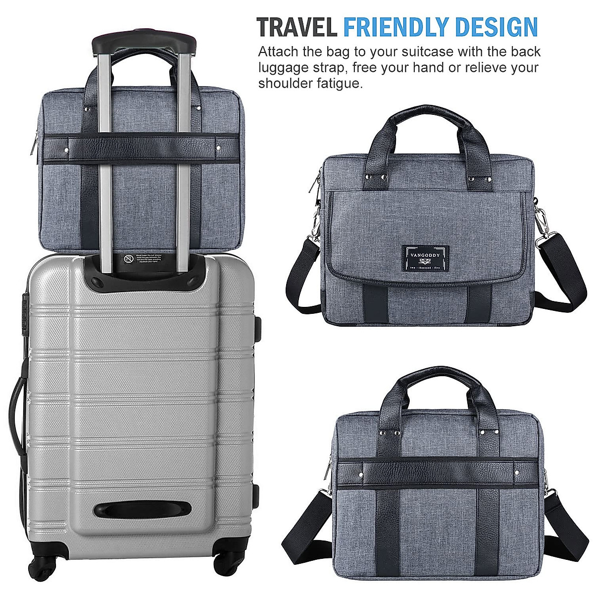 Laptop Messenger Shoulder Bag 15.6 Inch for HP Pavilion 15, Spectre x360 16, Envy 16, Elitebook, ProBook, for Work Travel Business Men Women