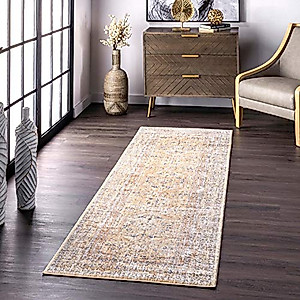 nuLOOM Jacquie Vintage Floral Runner Rug, 2' 8" x 8', Gold