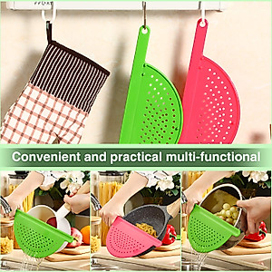 3 Pieces Pot Drainer with Handle Hand Held Pan Pot Strainer Plastic Pot Side Strainer Pasta Pot Drainers for Noddles Fruit Veggies and More, Fits up to 9 Inches