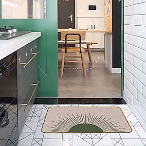 Mingnei Boho Welcome Mat,Boho Doormat,Boho Sun Sunshine Green Kitchen Home Doormat Door Mat,Boho Mid Century Sun Floor Mats for House Front Indoor Inside Outdoor Entryway Rug 30 x 17 Welcome Mat