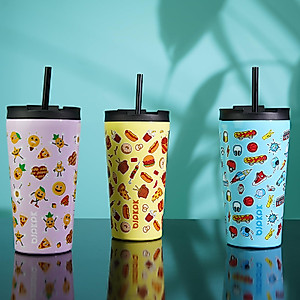 BJPKPK 22oz Tumbler With lid And Straw Stainless Steel Travel Coffee Mug Insulated Tumblers Cups,Hawaii Fruits Purple