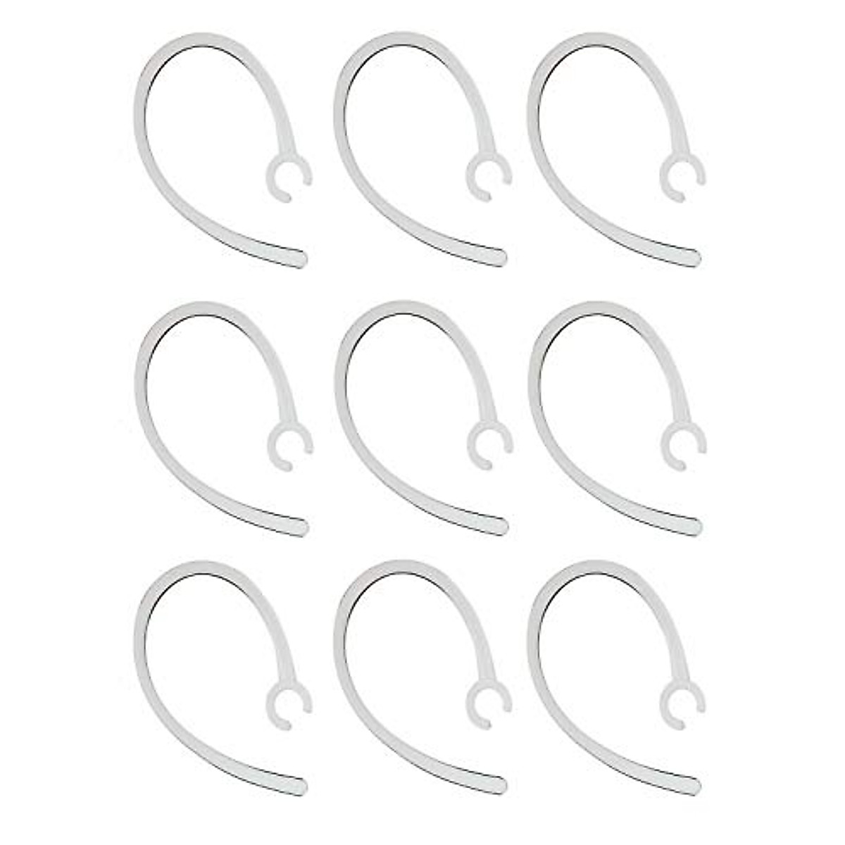 Universal Small Clamp Bluetooth Ear Hook Loop Clip Replacement - Set of 9 Clear