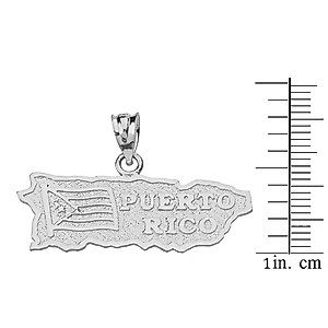 .925 Sterling Silver Puerto Rico US State Map Charm Pendant