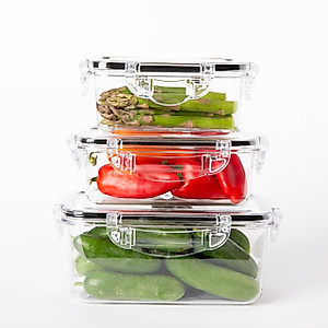 gotman Airtight Food Storage Containers Set, Rectangle 3pack(3 Containers + 3 Lids)- Tritan 100% |BPA-Free Meal Prep Container | Microwave, Freezer and Dishwasher Safe | Leak-Proof Lids