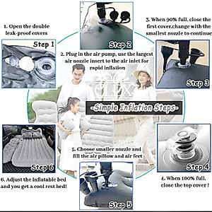 GJXJY Car Air Mattress Back Seat Truck, Inflatable Blow Up Bed with 2 Pillows and Electric Car Air Pump Portable Sleeping Pad for Travel Camping (Black)