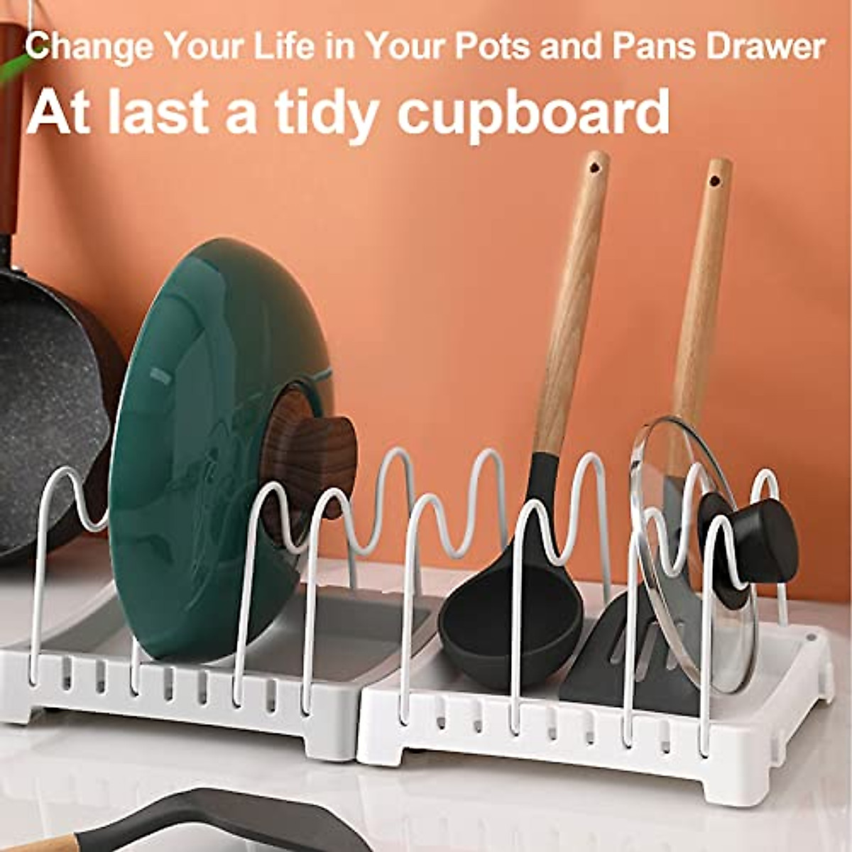 WANCHIY Cookie Sheet Organizer Rack for Cabinet- 3 PACK Pot and Pan Organizer for Cabinet, Adjustable Cutting Board Organizer, Baking/Lid/Dish/Plates/Pan Organizer Rack for Cabinet