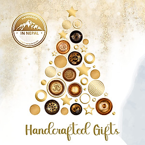 Large Tibetan Singing Bowl Set by Ohm Store — Deep Tone, Pure Bronze Meditation Sound Bath Instrument Handcrafted in Nepal — Tiger Sound Bowl 6 Inch