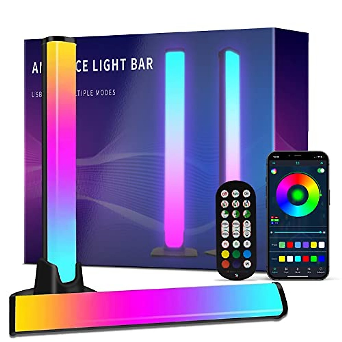 iodoo Smart LED Light Bars Desk RGB Gaming Accessories for Room , Smart Home Gaming Lights, RGBICWW APP and Remote Control TV Backlights with Scene Modes and Music Modes for Gaming, (10in)