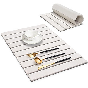 tdcokhe Home Sink Caddy, Instant Dry Bathroom Sink Organizer, Fast Drying Diatomaceous Earth Stone Sink Tray Dish for Soap Sponge Holder Toothbrush Cup, Stainless Steel Feet with Rubber Bottom, Grey