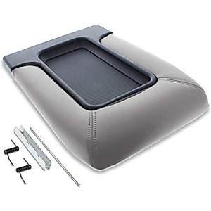 EcoAuto Center Console Lid Replacement Kit for 99-07 Silverado, Avalanche, Suburban, Sierra, Yukon - Replaces OEM 19127364, 19127365, 19127366 (Light Gray)