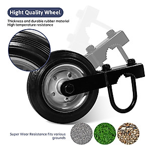 Dawod Gate Wheel for Metal Swing Gate with 1-3/8" Thru 2-1/8" Gate Frames, Gate Support Wheel for Chain Link Fence, Prevent Gate from Dragging, Black(1 Pack)