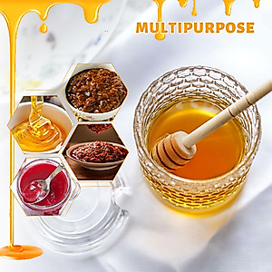 kanpura Clear Crystal Honey Pot with Dipper and Lid,Glass Honey Jar with Dispenser, Glass Honey and Syrup Container for Home Kitchen