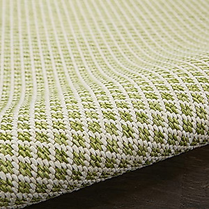 Nourison Courtyard Indoor/Outdoor Ivory Green 3' x 5' Area Rug, Easy Cleaning, Non Shedding, Bed Room, Living Room, Dining Room, Kitchen (3x5)