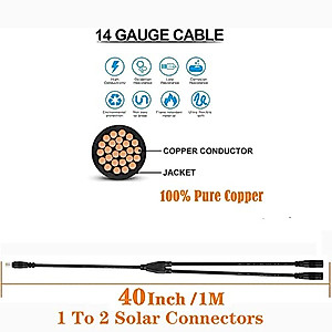 MJPOWER 8mm Combiner 3.3ft 14AWG DC 8mm Male to Female 2X Combiner Cable Y Splitter Solar Parallel Adapter Cord for Jackery/Goal Zero/BLUETTI/Anker and more DC7909 Portable Power Station & Solar Panel