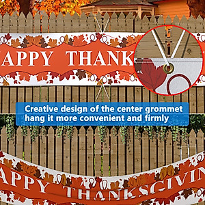 Large Happy Thanksgiving Decorations Banner Outdoor Yard Signs 120" x 20" Party Supplies Holiday Decor Fall Leaves Hanging Photo Backdrop Vivid Colors Welcome Garden Flag for House Fence Garage Baclony Door Porch Home Decor