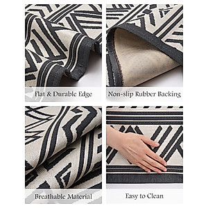 Outdoor Rug Carpet 6x9 ft, Flatweave Textured Outdoor Patio Rug Non Slip Indoor Outdoor Rugs with Rubber Particles Backing Boho Outdoor Area Rug for Patio Deck Front Porch Backyard Balcony