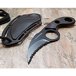 5.5" Karambit Black MINI NECK Carbon Steel Sharp Tactical Fixed Blade Knife Claw Hunting Fishing Survival Necklace HK07
