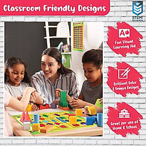 Murvin 14 Pack Large Laminated MATH Posters for Kids, Preschool, Kindergarten & Elementary | Addition, Subtraction, Multiplication, Erasable Charts, Division, Numbers, & Fractions – STEM CERTIFIED 11X 17