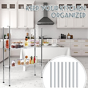 Thyle Set of 4 Wire Shelving Poles Heavy Duty Chrome Wire Shelf Shelving Posts Commercial Wire Shelving Parts with 50 Pcs Wire Shelf Clips for 1" Post Shelving Rack Accessories Replacement(36")