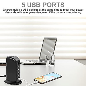 CAMXSW WiFi USB Spy Hidden Charger Camera 5-Port USB Hub Covert Nanny Cam 1080P HD Wireless Spy Camera for Home Surveillance with Motion Detection iOS & Android APP Remote Control