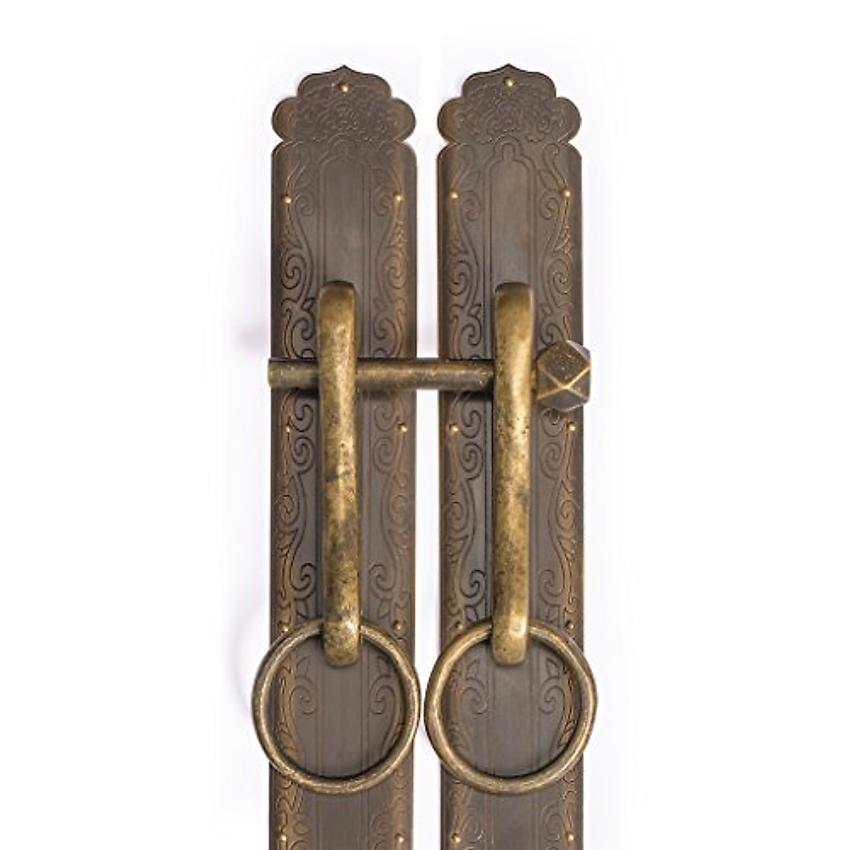 Hardware Philosophy Double Stitch Brass Cabinet Strip Hardware Backplate Pulls Set 16"