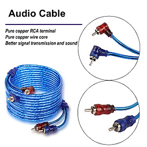 XMSJSIY Car Audio Wiring Kit Amplifier Cable Kit 1500 Watts Car Stereo Subwoofer Installation with Fuse for Car Truck Motorcycle 10 Gauge Amp