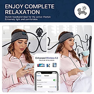 Perytong Sleep Headphones Adjustable Bluetooth Headband, Sleep Headband Bluetooth Headphones Sleep Mask with Ultra-Thin HD Stereo Speakers Perfect for Side Sleepers,Insomnia,Workout,Jogging,Yoga,Gift