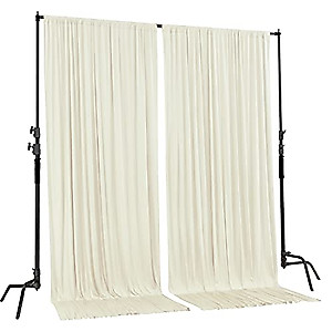 AK TRADING CO. 10 feet x 10 feet Polyester Backdrop Drapes Curtains Panels with Rod Pockets - Wedding Ceremony Party Home Window Decorations - Ivory