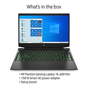 HP Pavilion Gaming 16 Laptop PC, NVIDIA GeForce GTX 1650, Intel Core i5-10300H, 8GB DDR4 RAM, 512GB PCIe NVMe SSD, 16.1" Full HD, Windows 10 Home, Backlit Keyboard (16-a0010nr, Shadow Black)