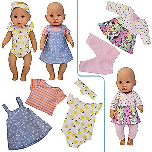 Windolls 10 Sets 14-16 Inch Baby Doll Clothes Dress Outfits Headbands Accessories fits New Born 43cm Baby Doll, 15 inch Baby Doll, 18 Inch Doll