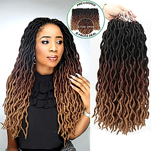 Eliza Wavy Gypsy Locs Ombre Crochet Hair 18" 8Packs/Lot Goddess Locs Synthetic Fiber Faux Locs African Roots Dreadlocs Synthetic Braiding Hair Extensions for Black Women(18",OM3T30/27)
