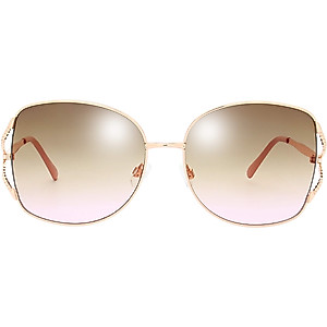 The Fresh Classic Crystal Elegant Women Beauty Design Sunglasses Gift Box (L142-Gold, Brown/Pink)