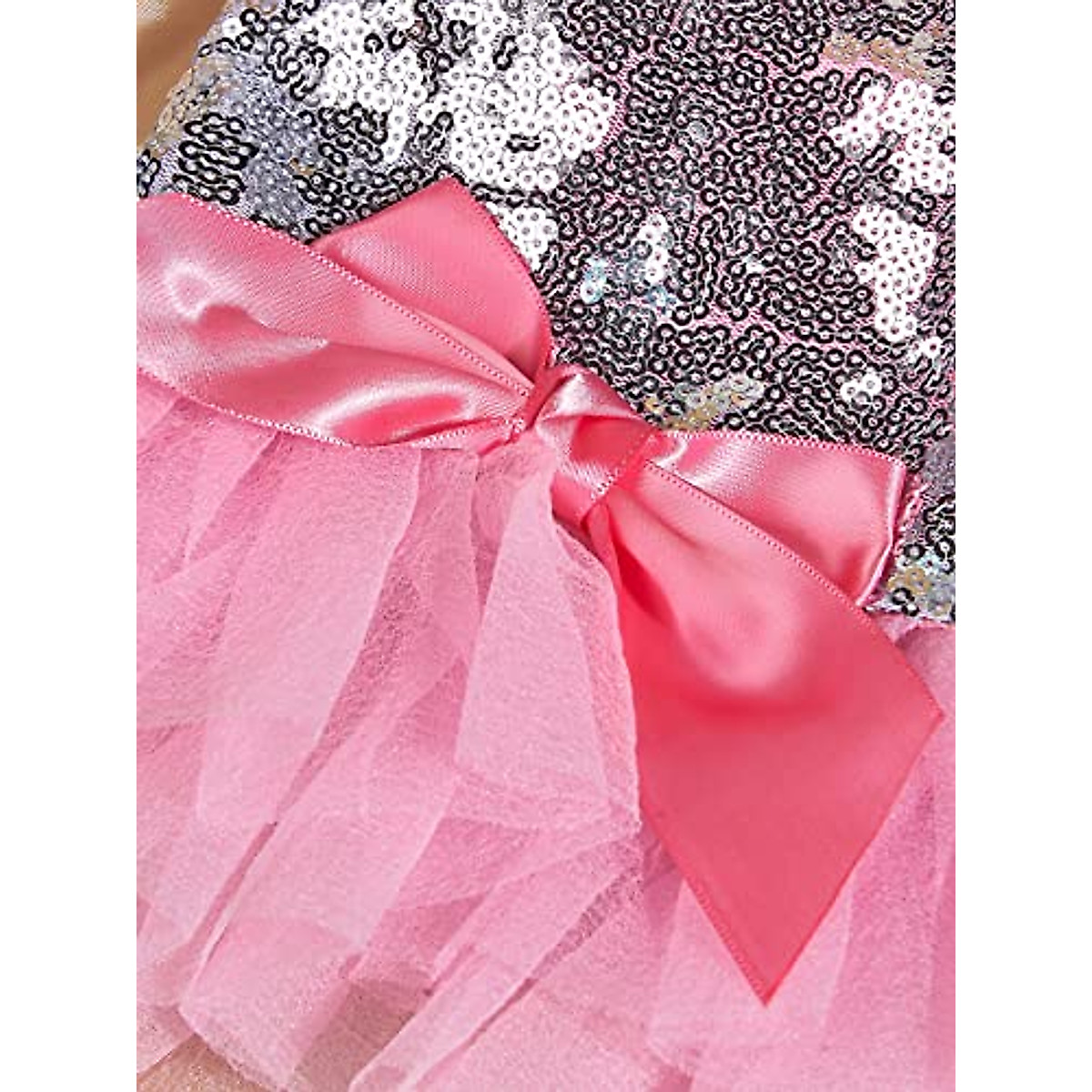QWINEE Bling Dog Dress Bow Decor Mesh Puppy Tutu Skirts Cute Princess Dog Cat Dress Pet Summer Holiday Birthday Dress for Small Medium Cats Dogs Kitten for Summer Pink B M