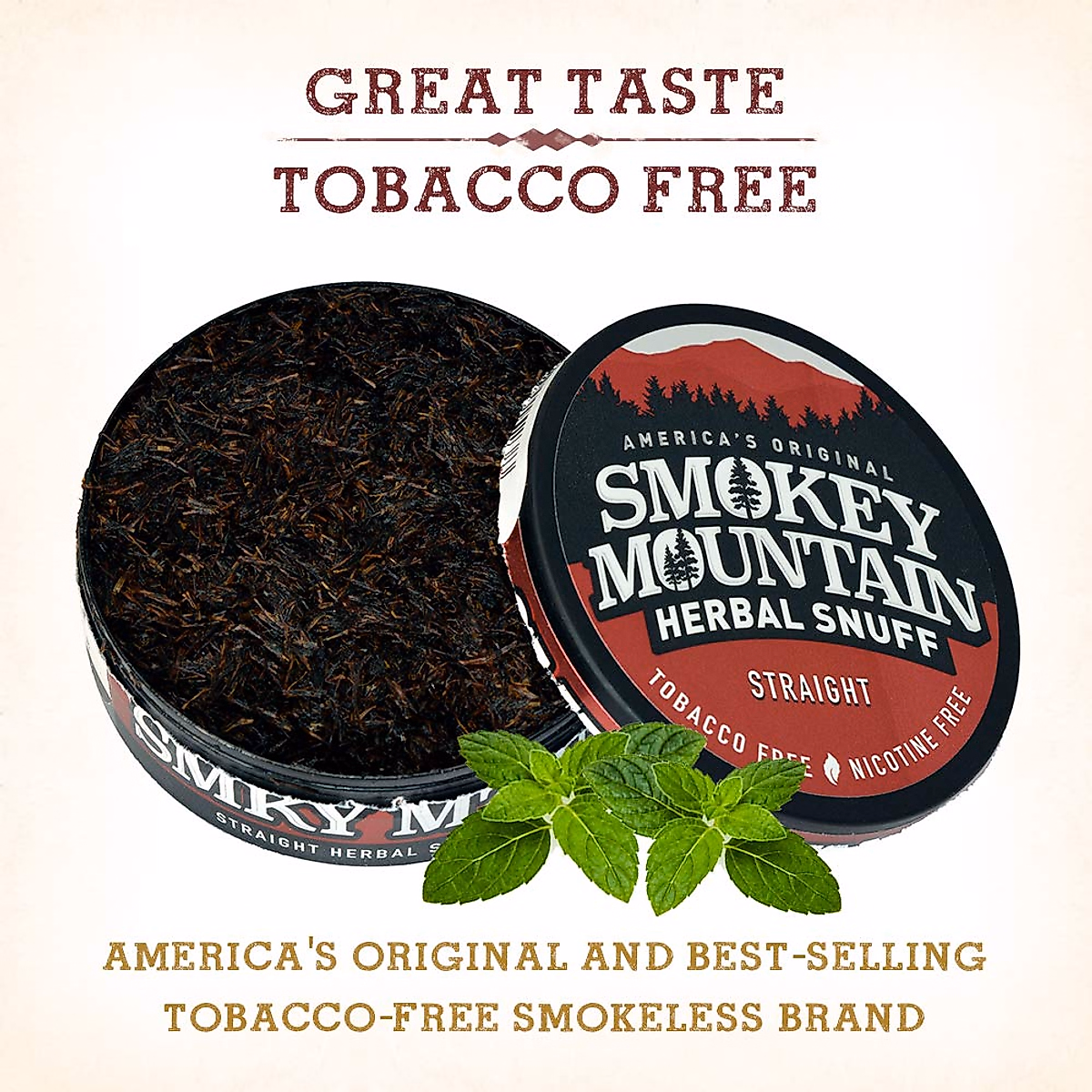 Smokey Mountain Herbal Long Cut – Straight – 1 Can - Tobacco Free and Nicotine Free Snuff