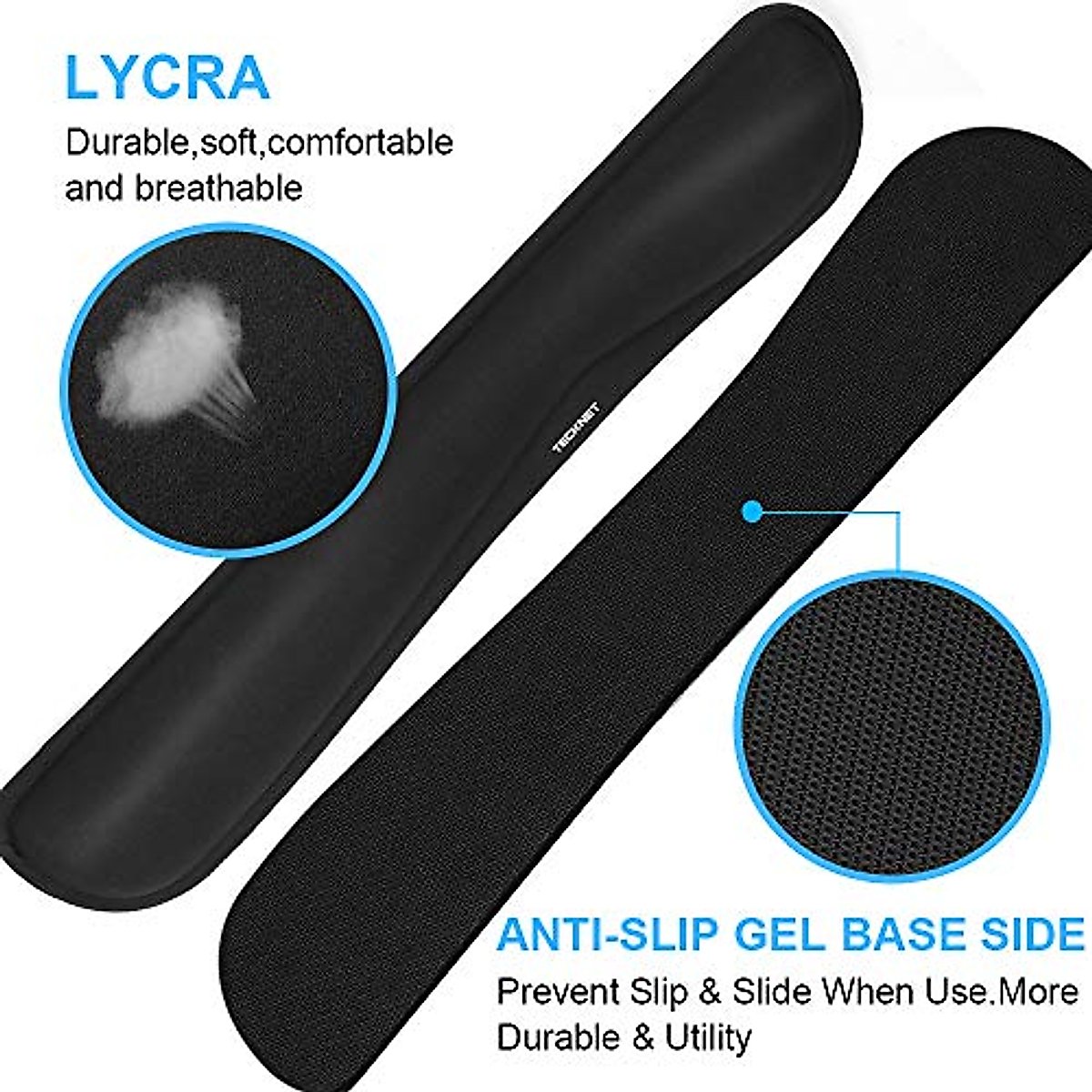 TECKNET Keyboard Wrist Rest and Mouse Pad with Wrist Support, Memory Foam Set for Computer/Laptop/Mac, Lightweight for Easy Typing & Pain Relief Ergonomic Mousepad (Black)