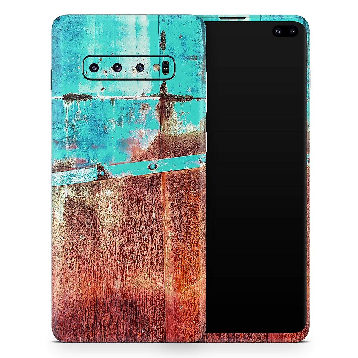 DesignSkinz Bright Turquise Rusted Surface Protective Vinyl Decal Wrap Skin Cover Compatible with The Samsung Galaxy S20 (Screen Trim & Back Glass Skin)