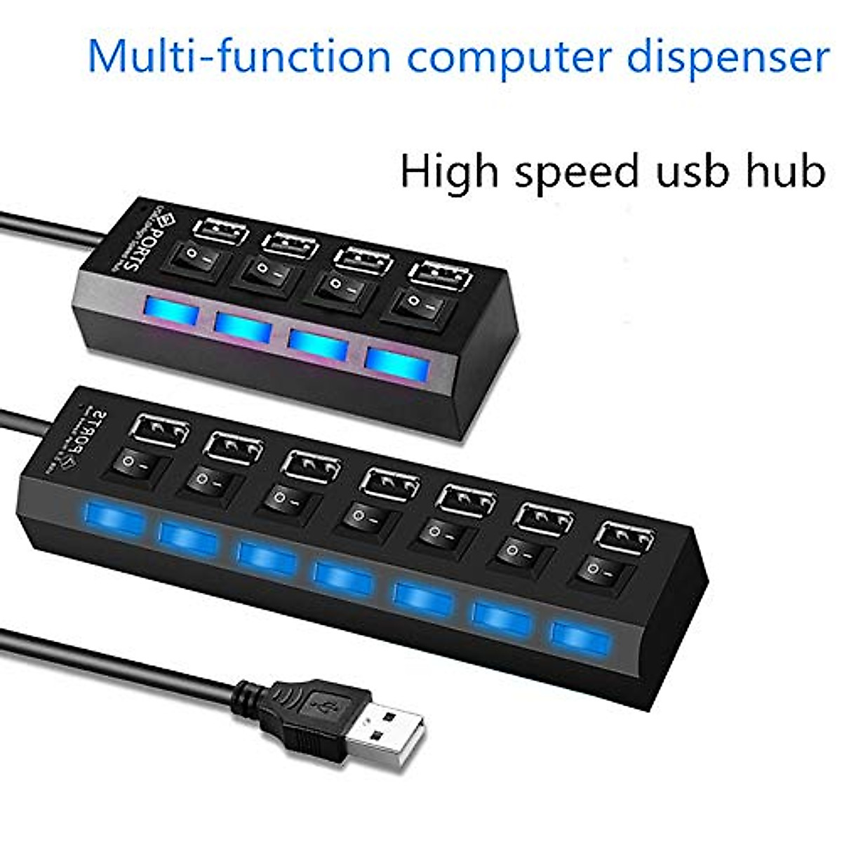 Lysee USB Cables - USB Hub 2.0 Multi USB 2.0 Hub High Speed LED 4 / 7 Ports USB Splitter for PC Computer Accessories Laptop with ON/of - (Color: Red, Length: SATNGARD)
