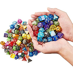 DND Dice Set (140 Pieces), Huuancy Polyhedral Dice for Dungeons and Dragons DND RPG MTG Table Games with 1 Large Flannel Bag, 20 Colors
