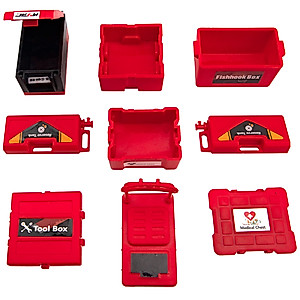 5Pcs HIRCQOO RC Scale Mini Tool Set Decoration Accessories Compatible with Traxxas TRX4 Axial SCX10 RC4WD D90 Tamiya CC01 90046 Redcat Gen7 TF2 1/10 RC Crawler Car Truck (Red)