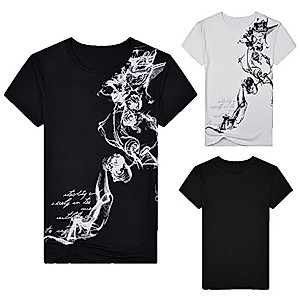YOMXL Short Sleeve T-Shirts Mens Cotton Graphic Printed Crew Neck Tee Casual Summer Pullover Tops White
