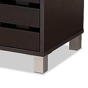 Baxton Studio Ernest Shoe Cabinets, Dark Brown/Grey