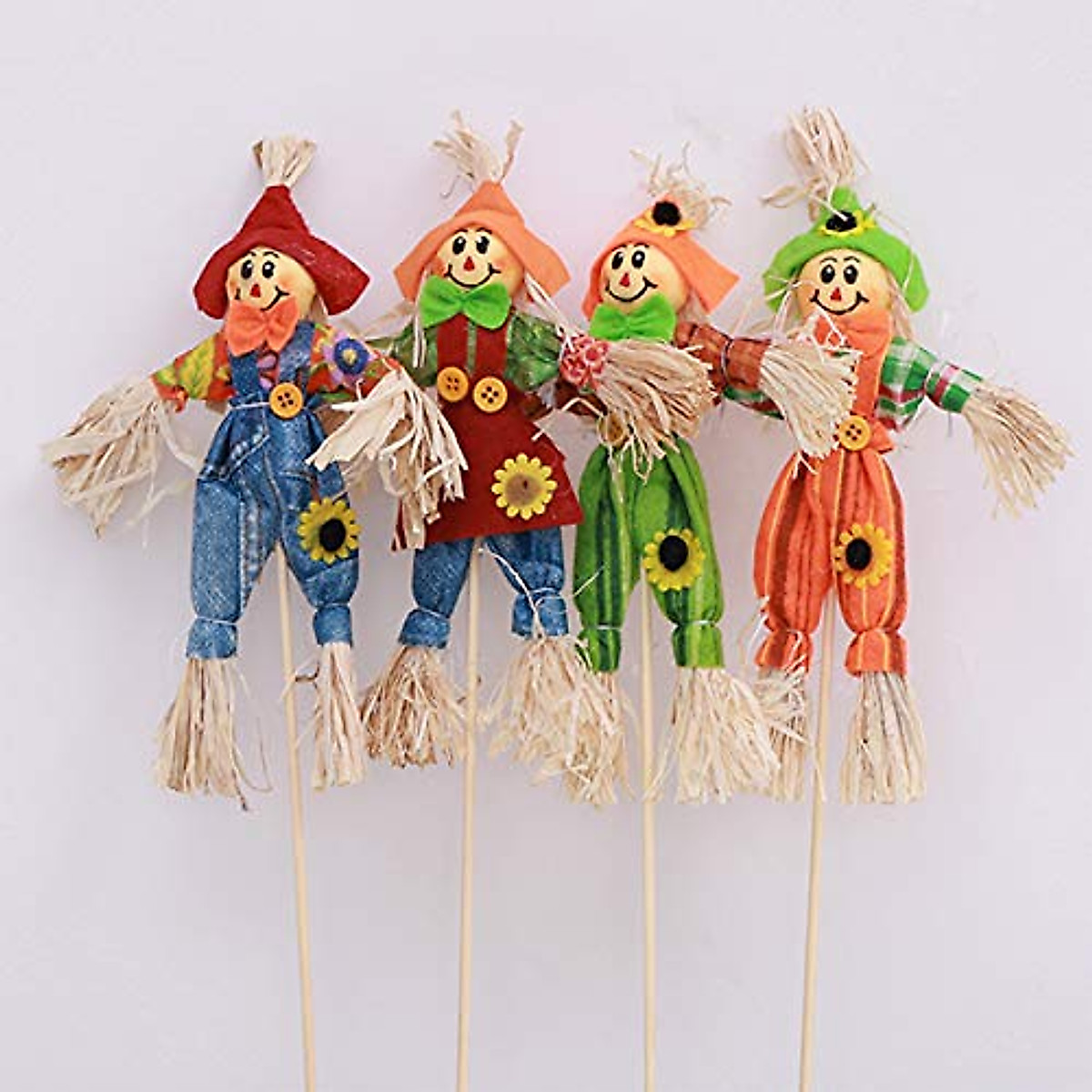 Halloween Fall Harvest Scarecrow Decoration, 8 Pack Small Standing Scarecrow Decor for Autumn, Halloween, Garden, Home, Yard, Porch, Thanksgiving Décor